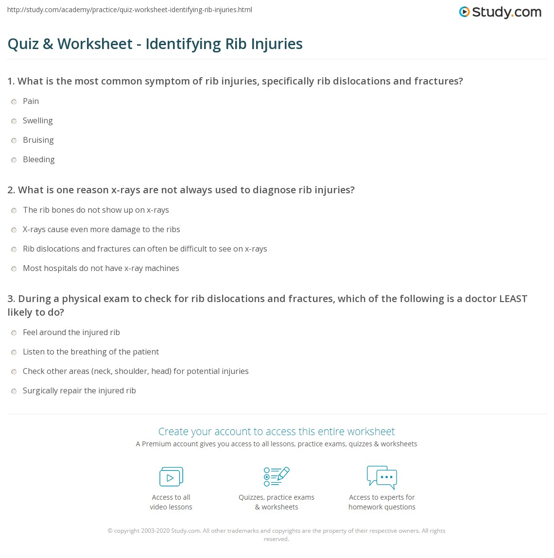 Quiz & Worksheet - Identifying Rib Injuries | Study.com