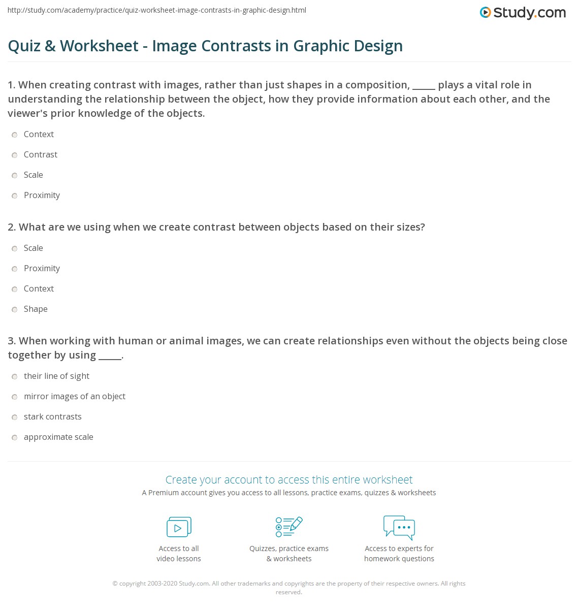 Quiz & Worksheet - Image Contrasts in Graphic Design | Study.com