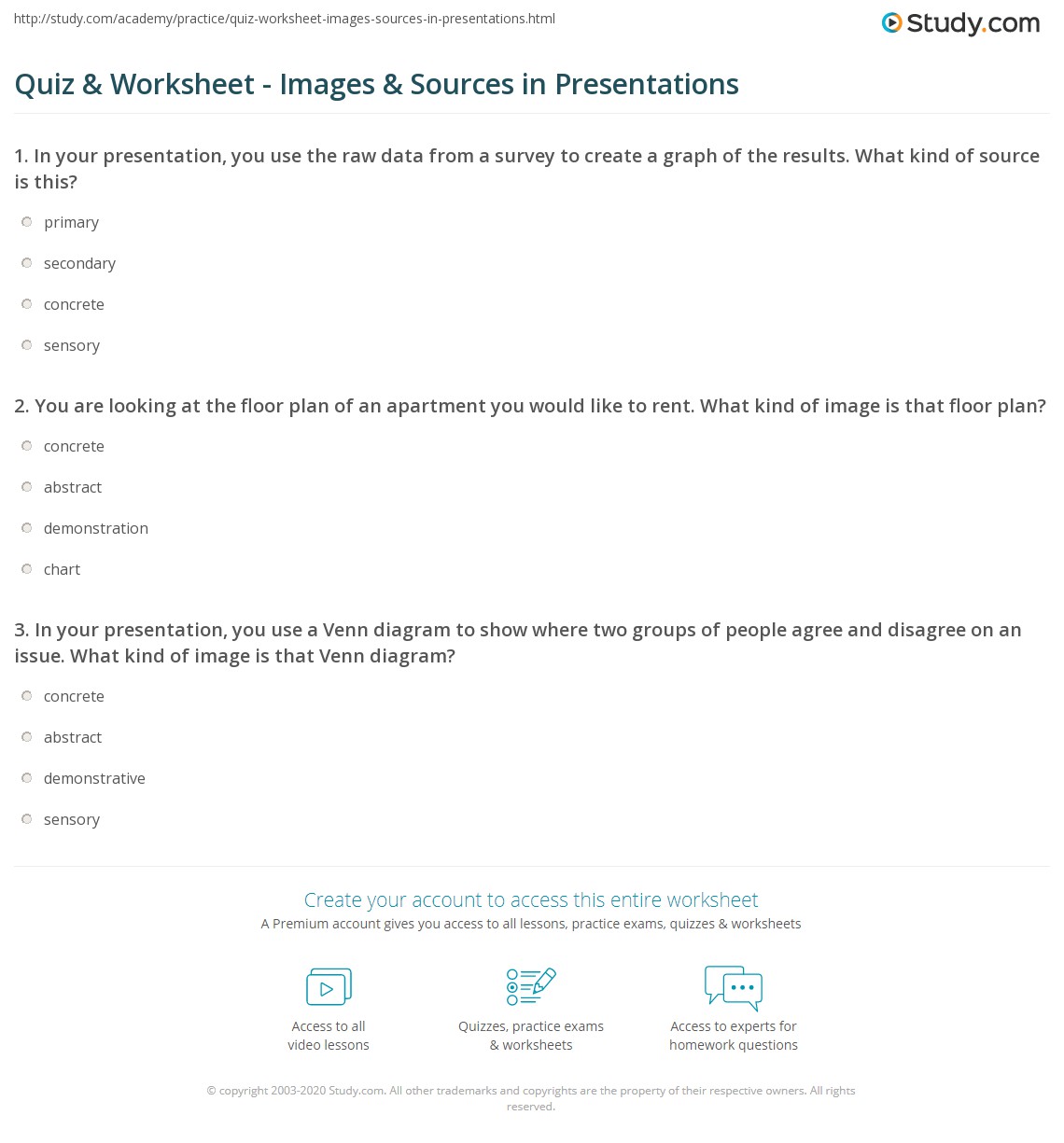 Quiz & Worksheet - Images & Sources in Presentations | Study.com