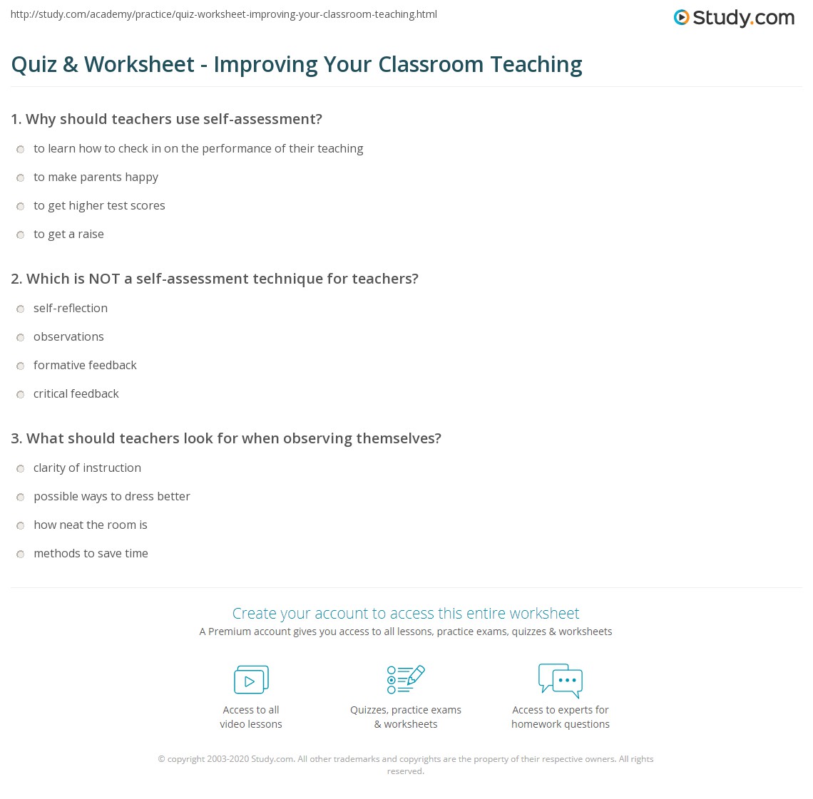 Quiz & Worksheet - Improving Your Classroom Teaching | Study.com