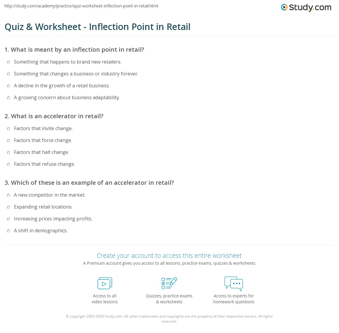 Quiz & Worksheet - Inflection Point in Retail | Study.com