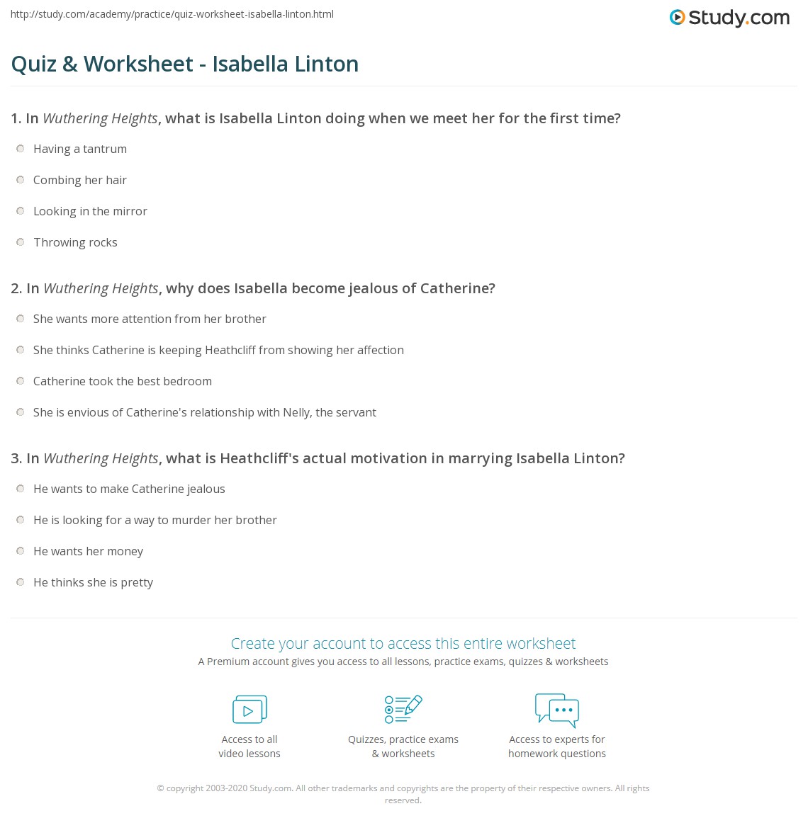 Quiz & Worksheet - Isabella Linton | Study.com