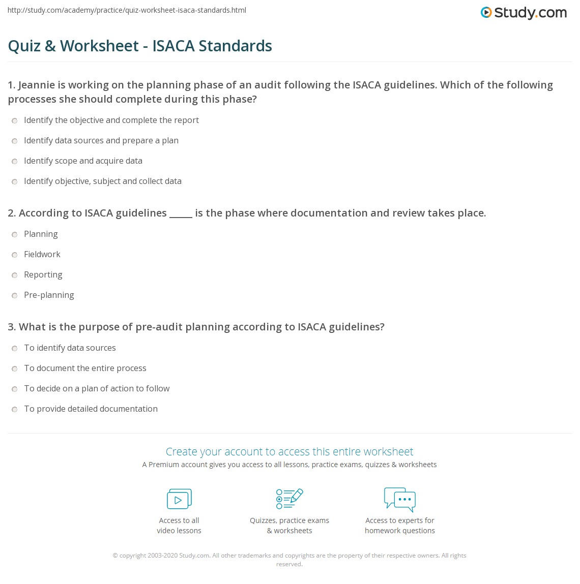 Quiz & Worksheet - ISACA Standards | Study.com
