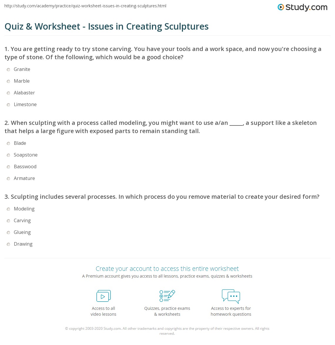 Quiz & Worksheet - Issues in Creating Sculptures | Study.com