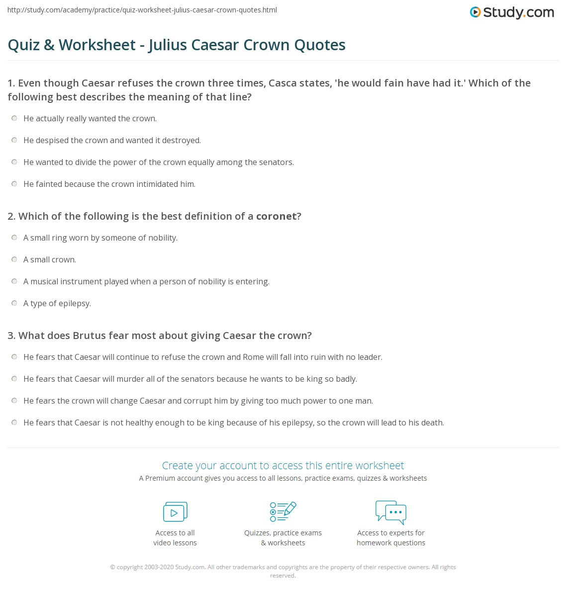 Julius Caesar Quiz Quotes Julius Caesar Monologue (Act 1, Scene 2)