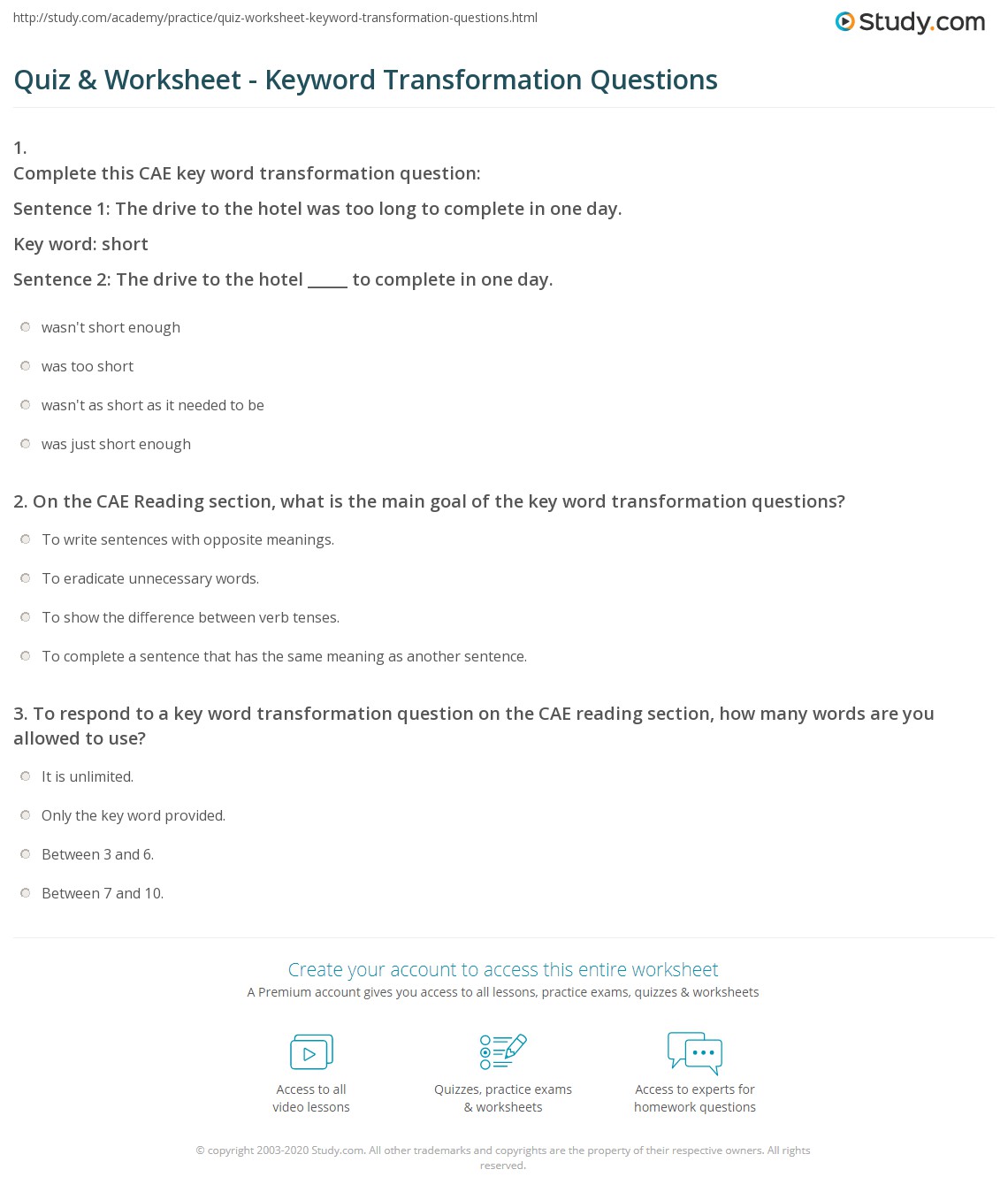 Transporation Work Questions