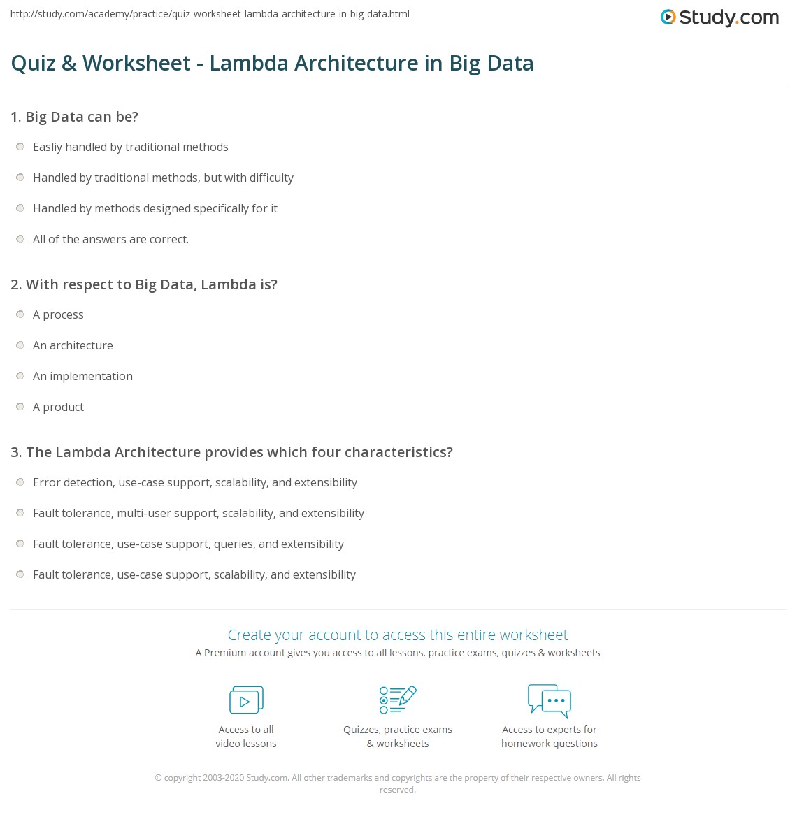 Quiz & Worksheet - Lambda Architecture in Big Data | Study.com