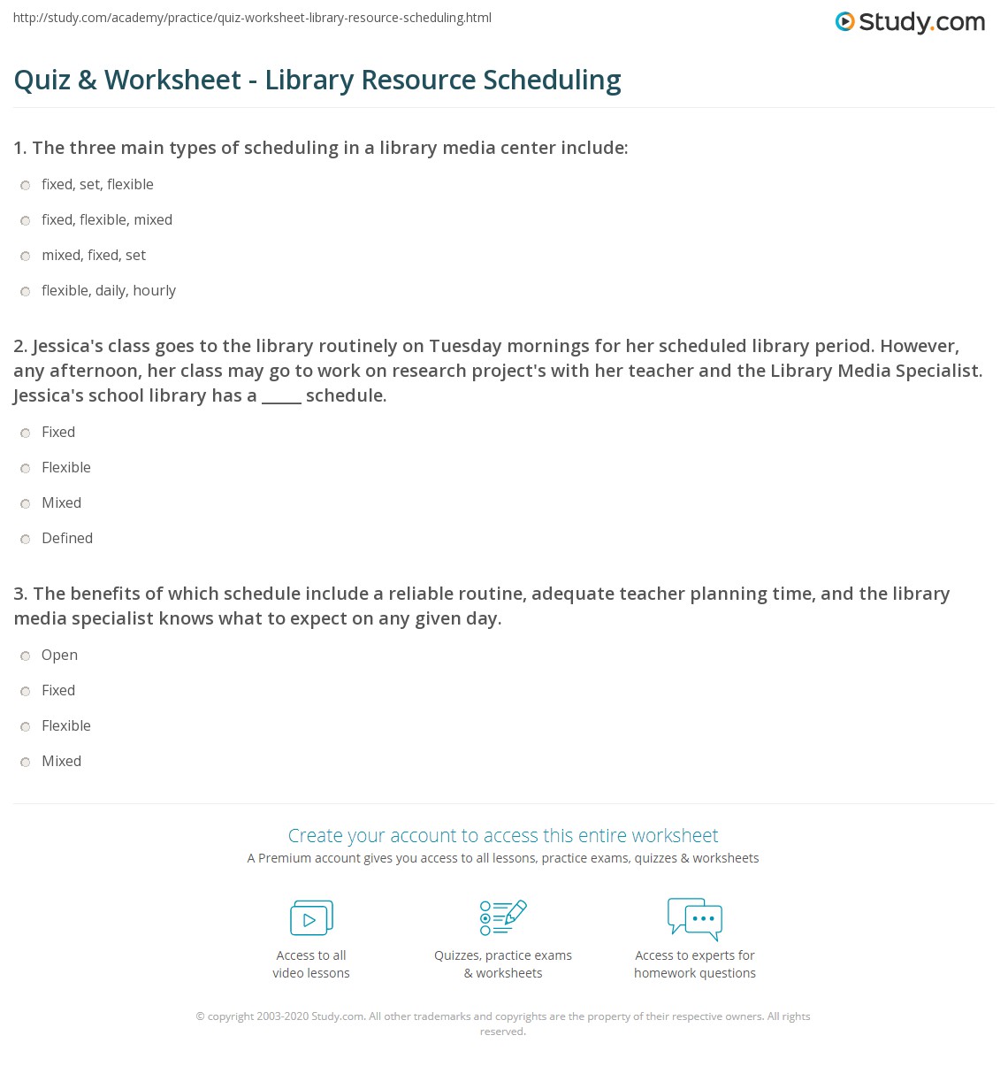 Quiz & Worksheet - Library Resource Scheduling | Study.com
