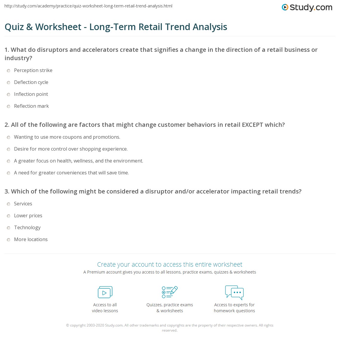 Quiz & Worksheet - Long-Term Retail Trend Analysis | Study.com