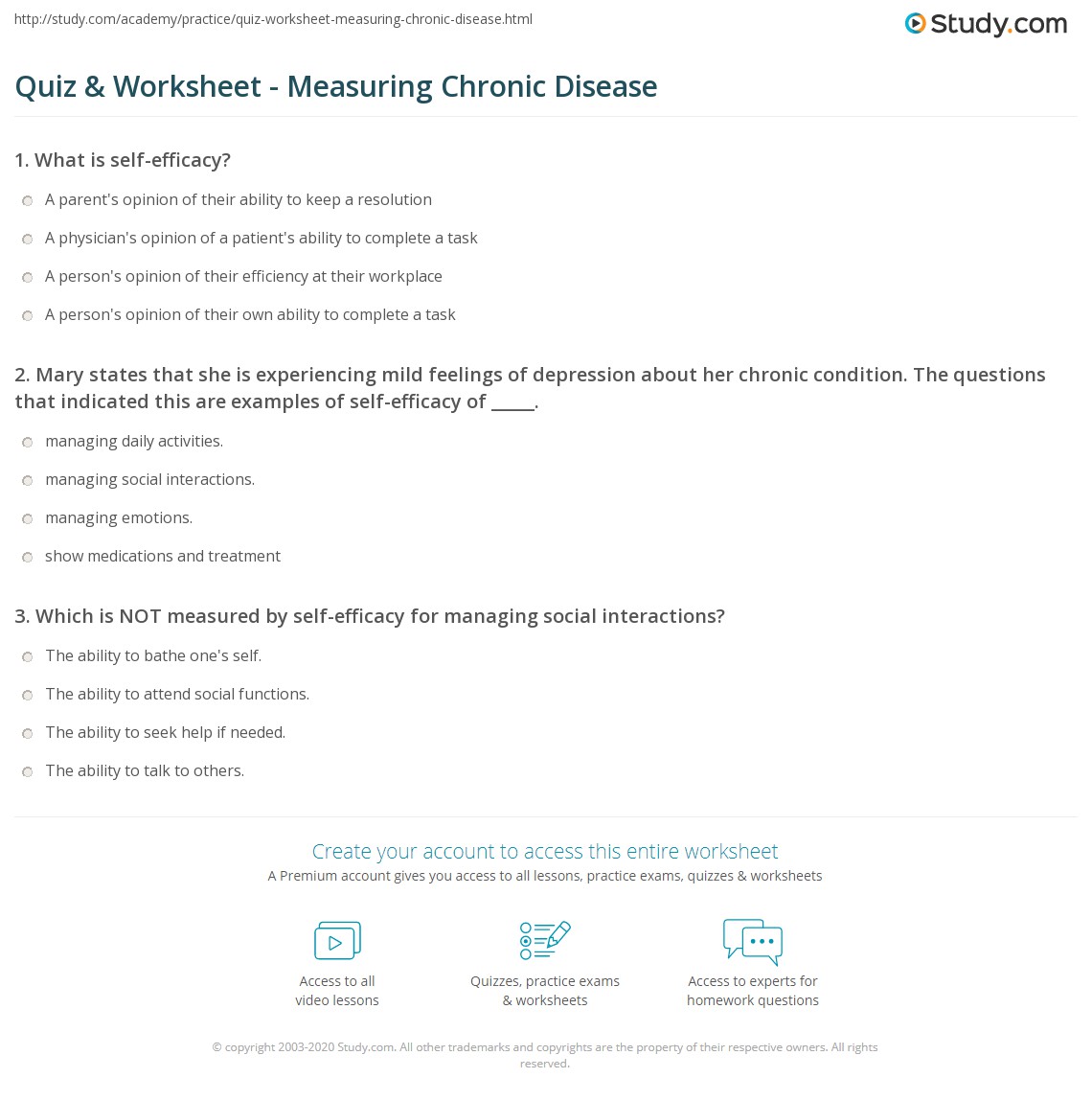 Quiz & Worksheet - Measuring Chronic Disease | Study.com