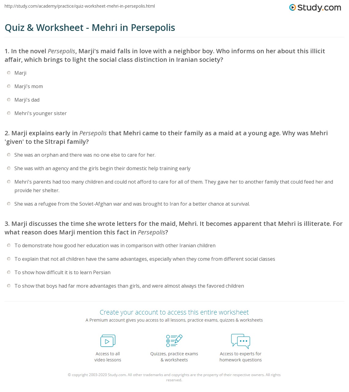 Quiz & Worksheet - Mehri in Persepolis | Study.com