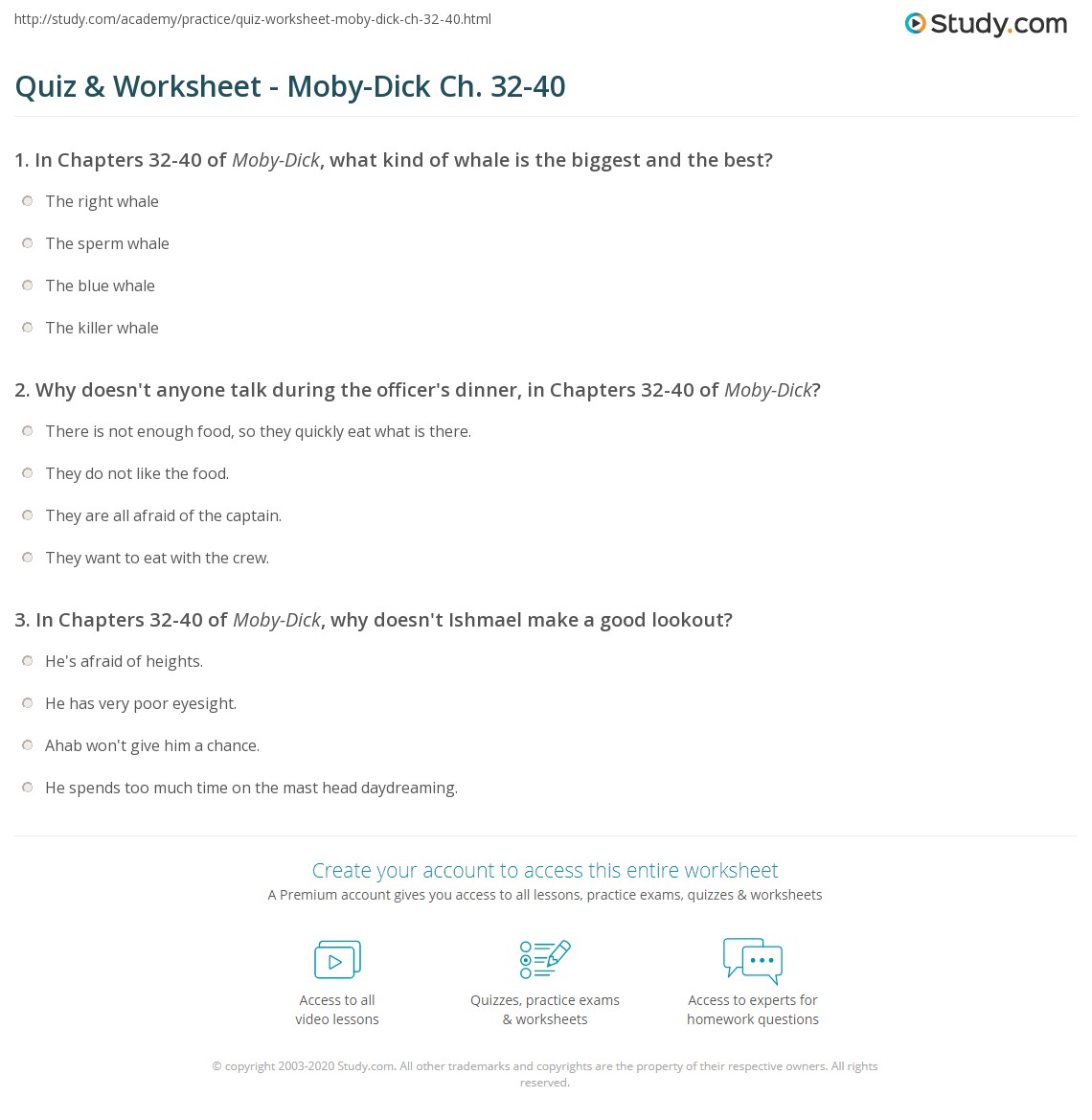 Quiz & Worksheet - Moby-Dick Ch. 32-40 | Study.com