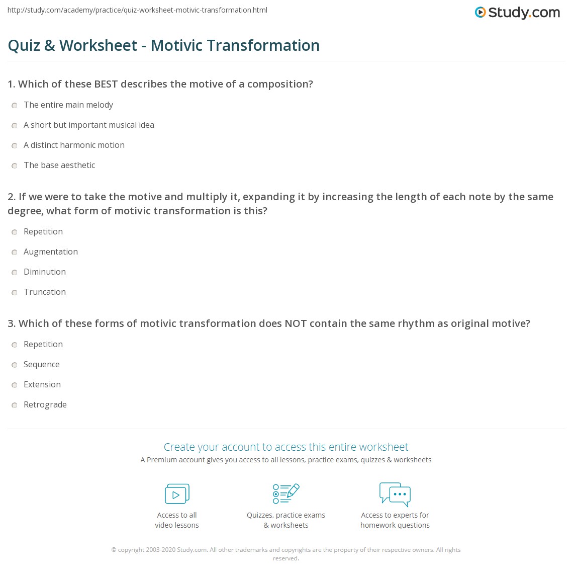 Quiz & Worksheet - Motivic Transformation | Study.com