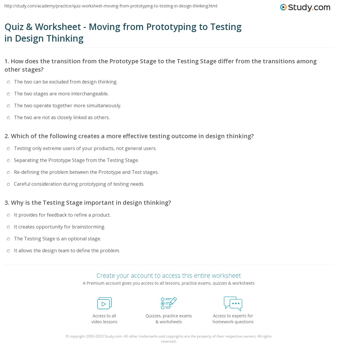 Quiz & Worksheet - Moving from Prototyping to Testing in Design ...