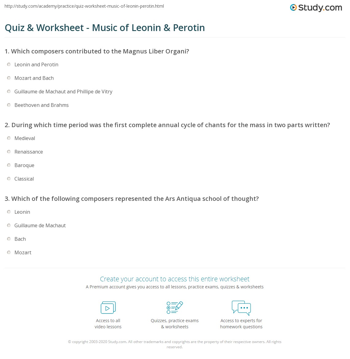 Quiz & Worksheet - Music of Leonin & Perotin | Study.com