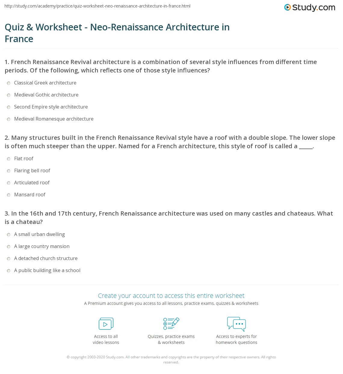 Quiz & Worksheet - Neo-Renaissance Architecture in France | Study.com