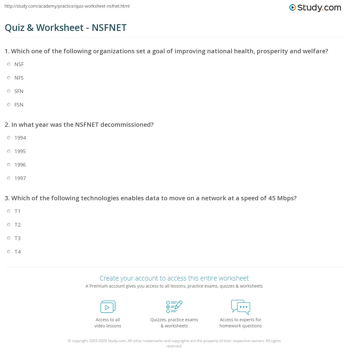 Quiz & Worksheet - NSFNET | Study.com