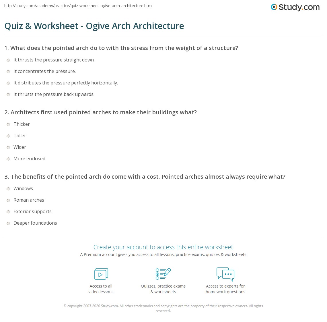Quiz & Worksheet - Ogive Arch Architecture | Study.com
