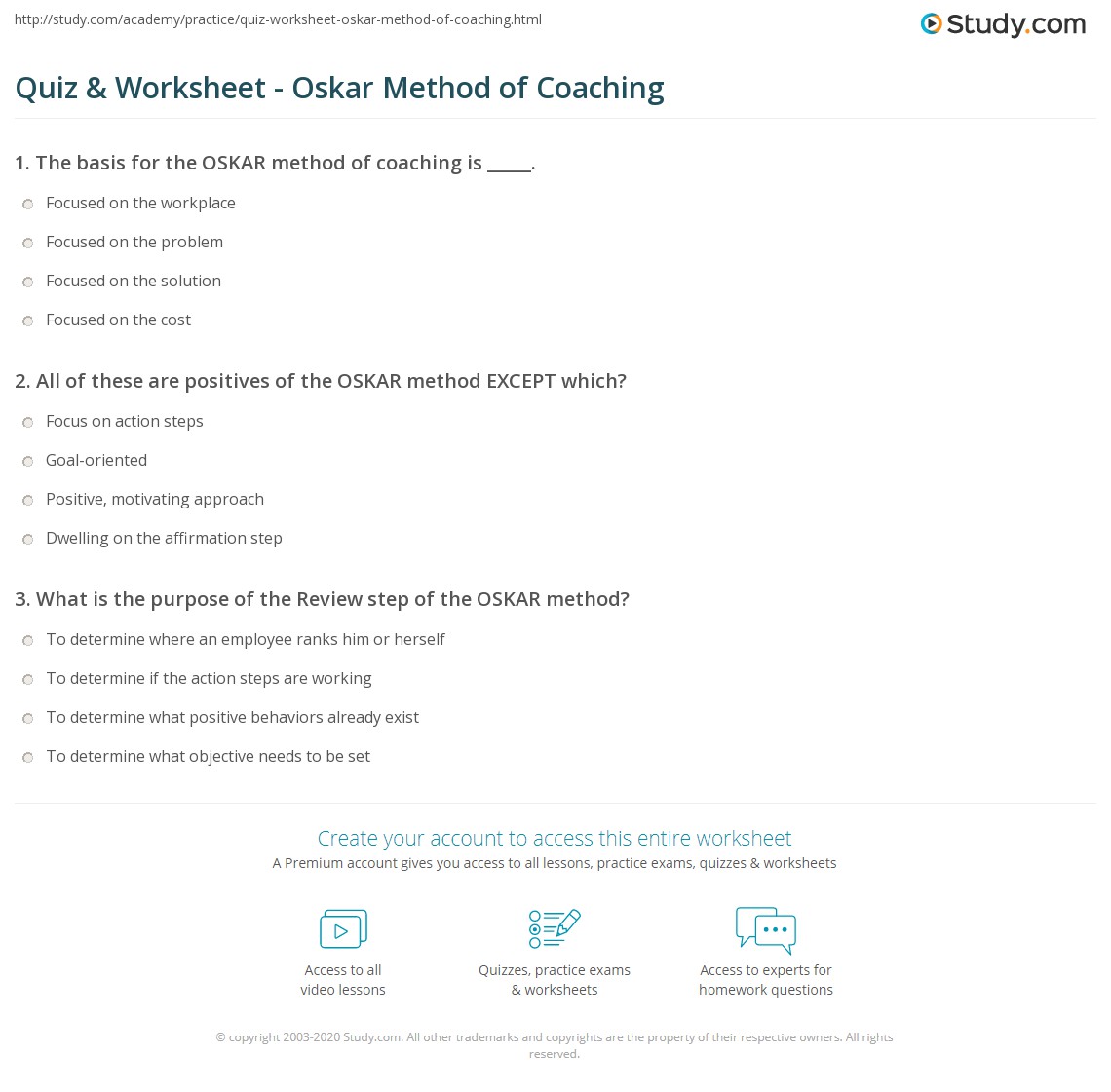 Quiz & Worksheet - Oskar Method of Coaching | Study.com