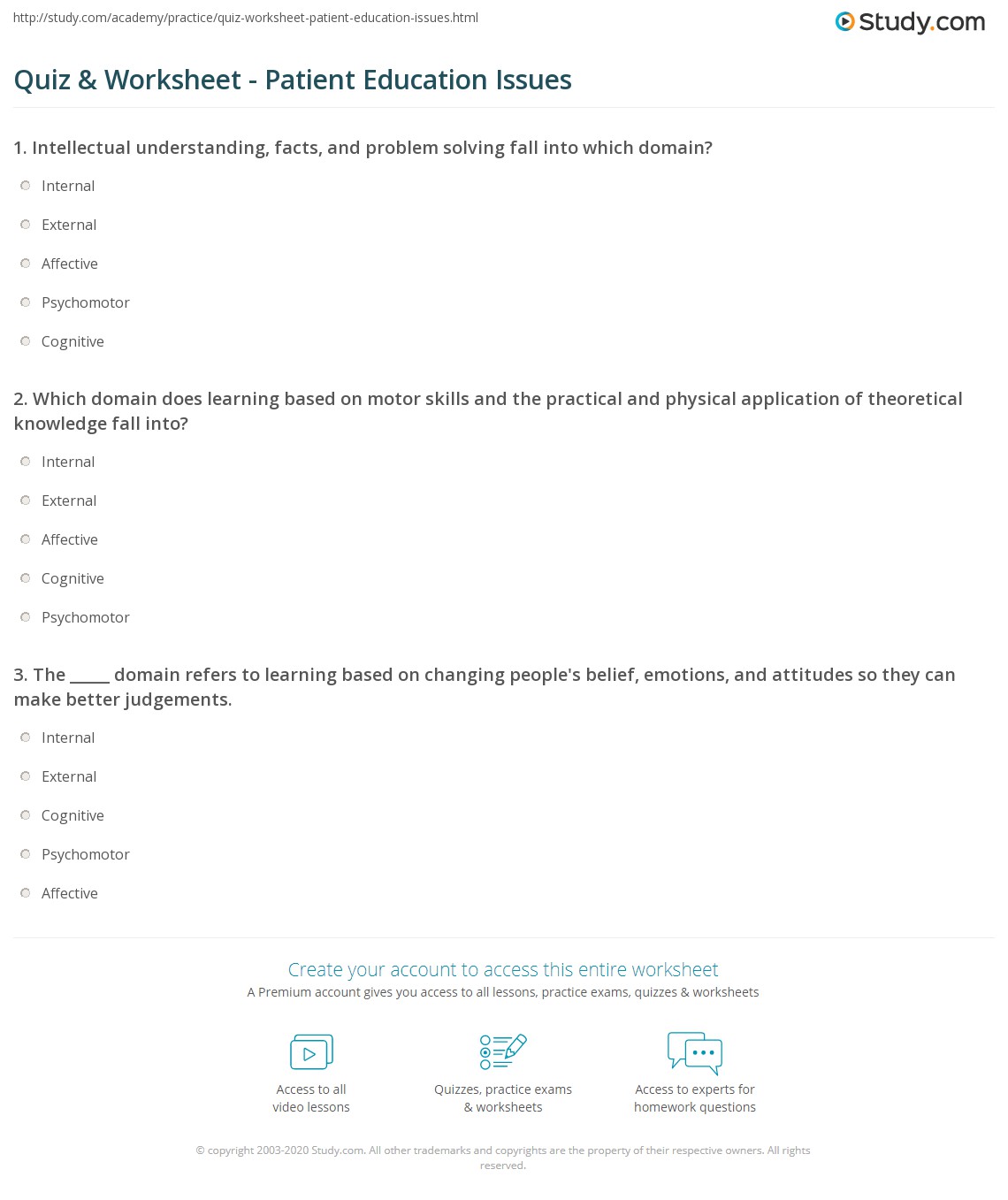 Quiz & Worksheet - Patient Education Issues | Study.com