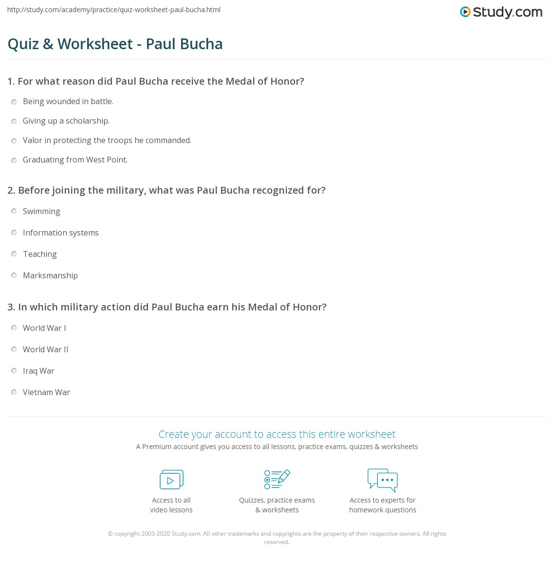 Quiz & Worksheet - Paul Bucha | Study.com