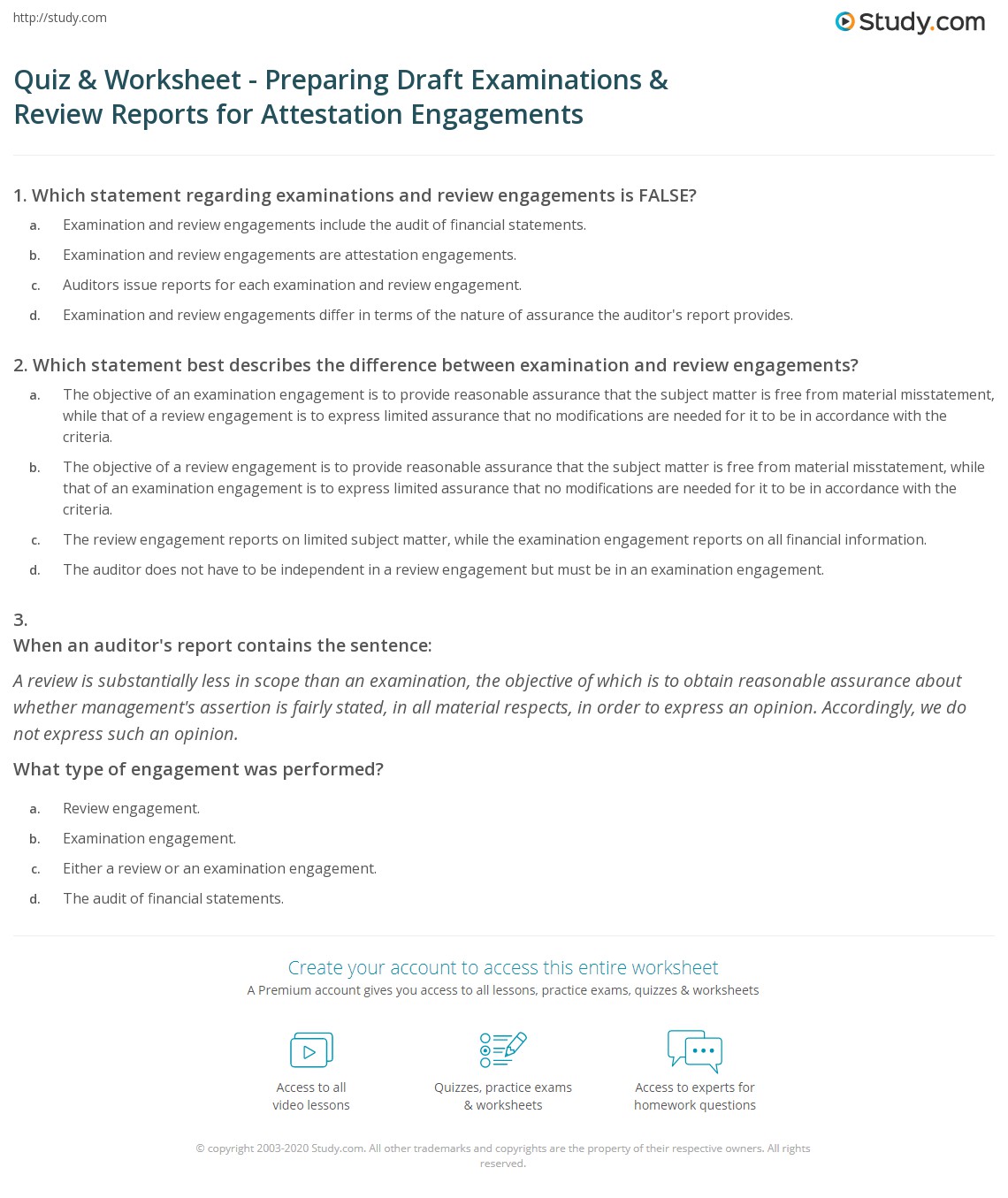 Quiz & Worksheet - Preparing Draft Examinations & Review Reports for ...