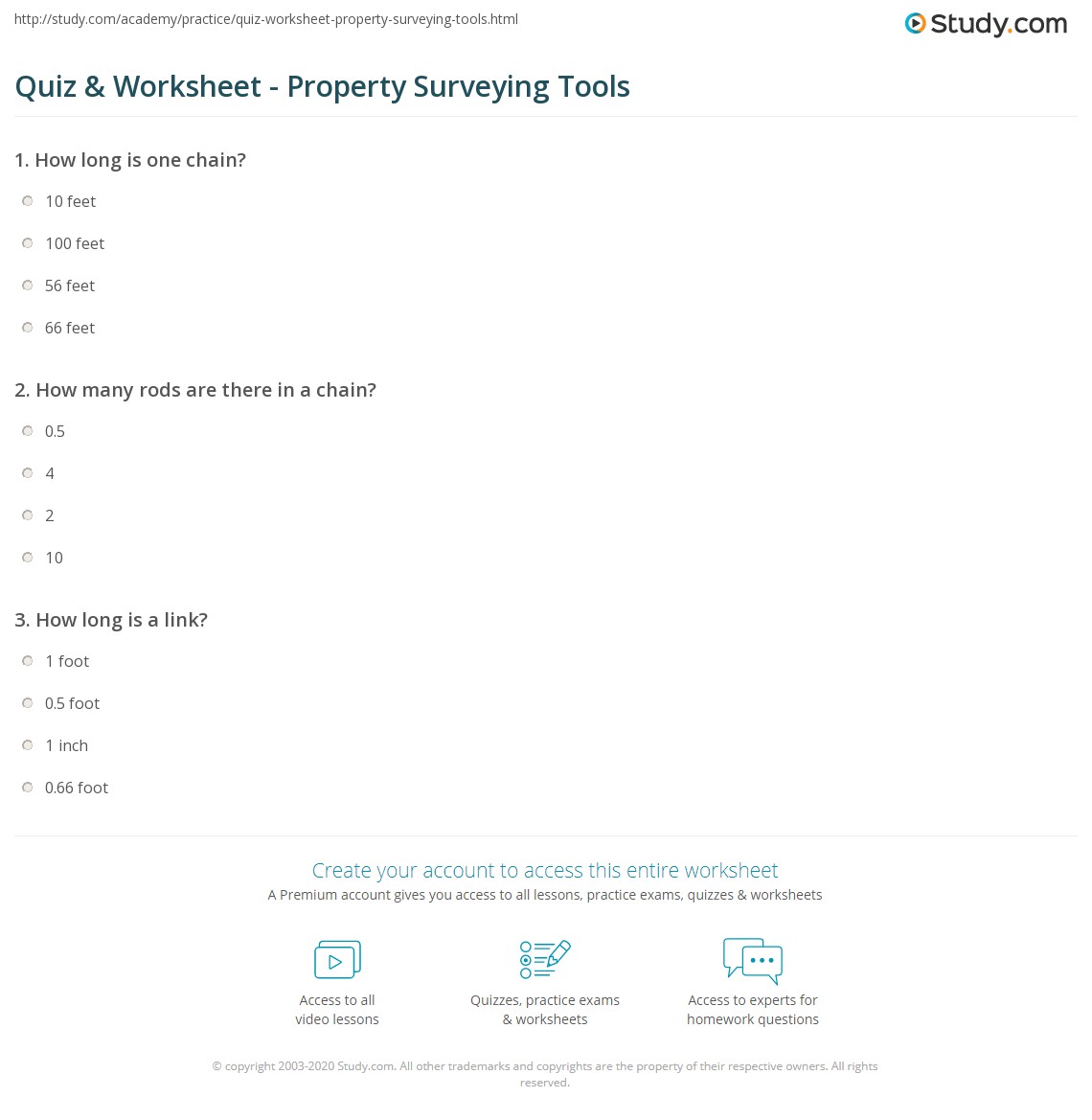 Quiz & Worksheet - Property Surveying Tools | Study.com