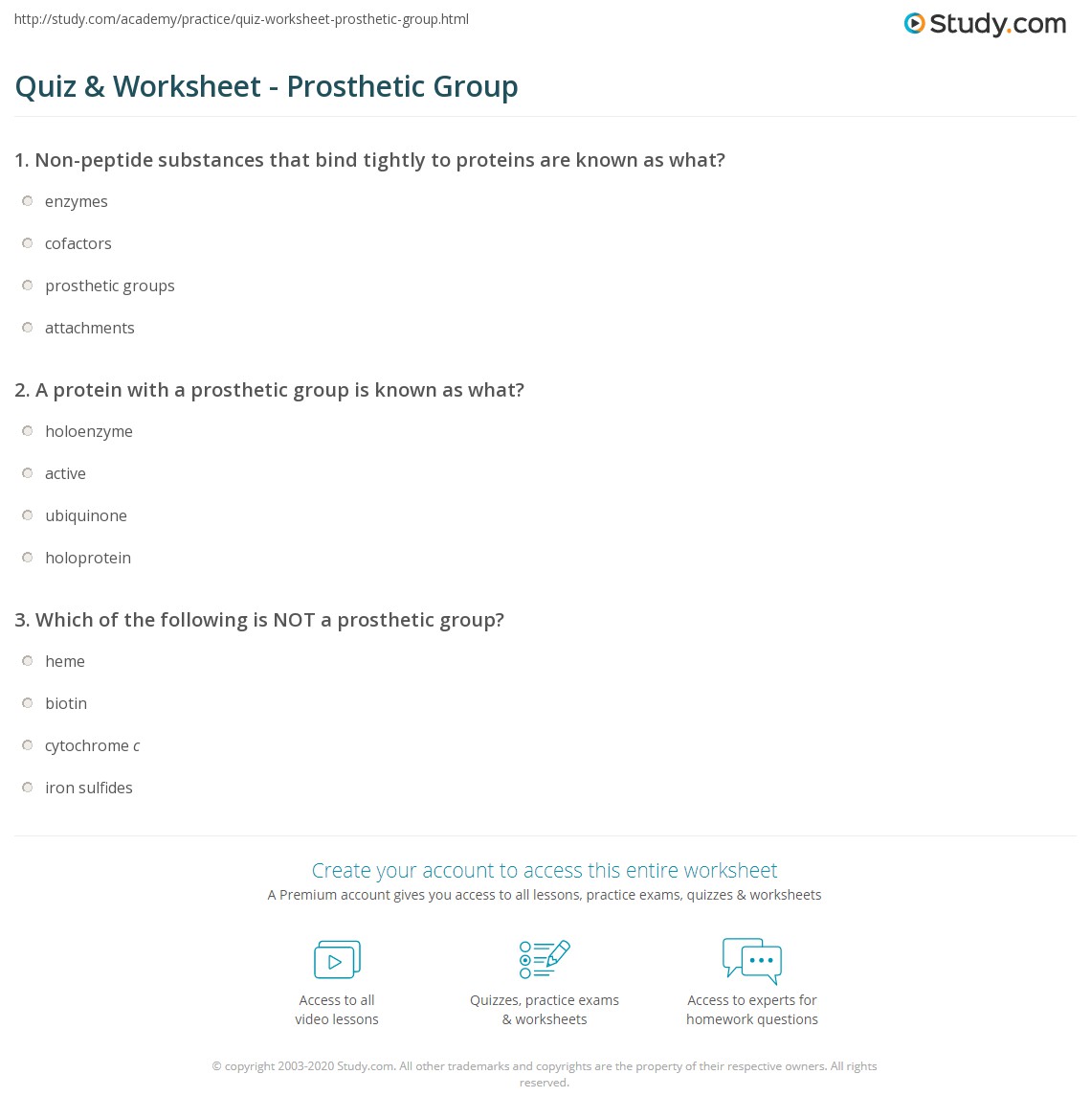 Quiz & Worksheet - Prosthetic Group | Study.com