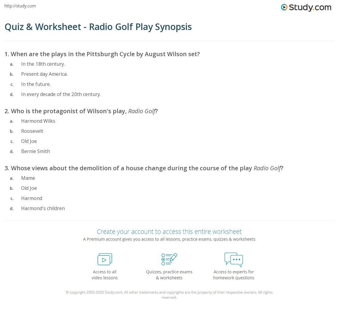 Quiz & Worksheet - Radio Golf Play Synopsis | Study.com