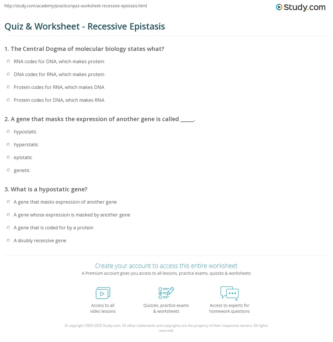 Quiz & Worksheet - Recessive Epistasis | Study.com