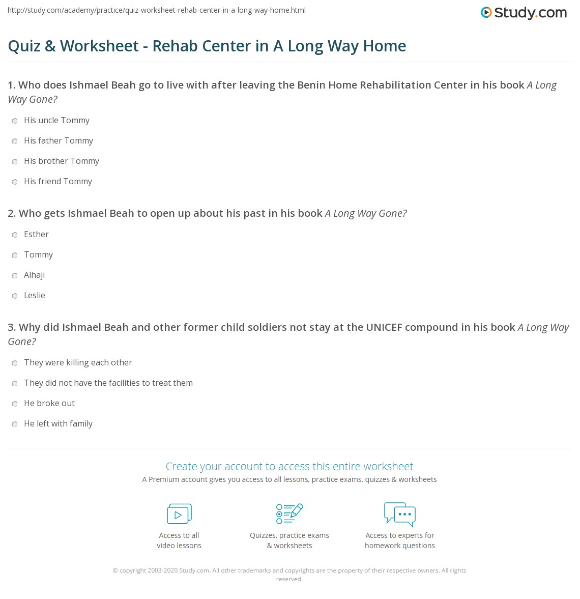 Quiz & Worksheet - Rehab Center in A Long Way Home | Study.com