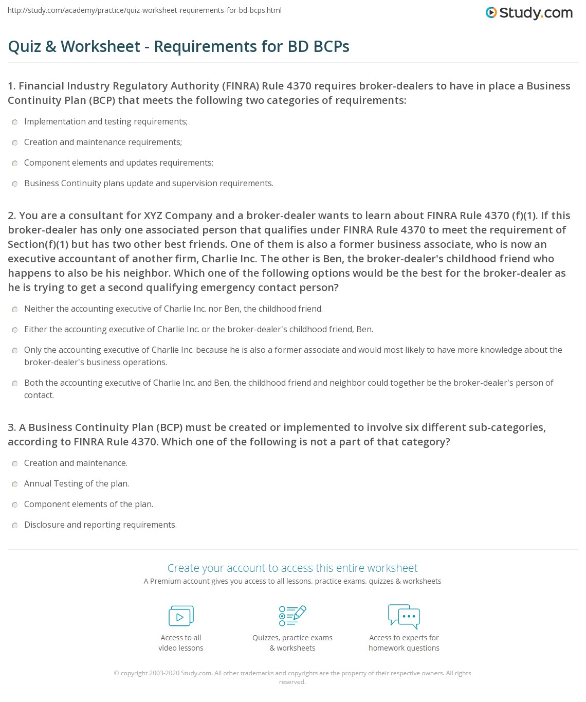 Quiz & Worksheet - Requirements for BD BCPs | Study.com