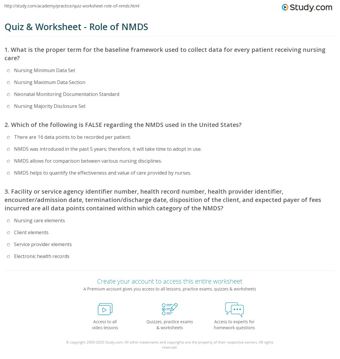 Quiz & Worksheet - Role of NMDS | Study.com