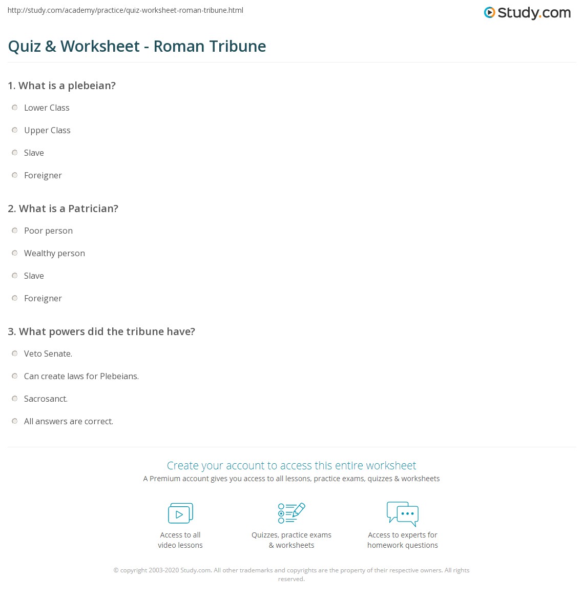 Quiz & Worksheet - Roman Tribune | Study.com