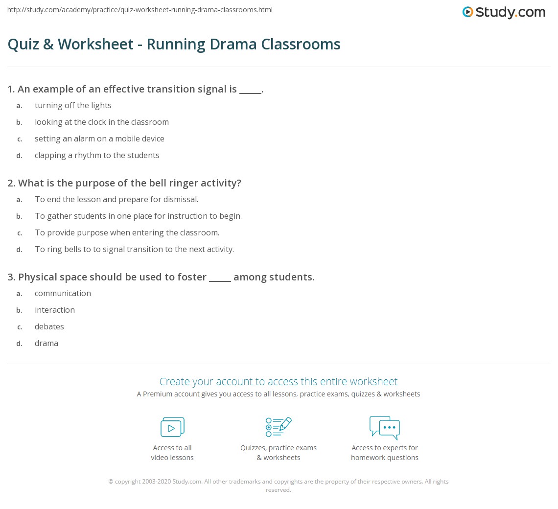 Quiz & Worksheet - Running Drama Classrooms | Study.com