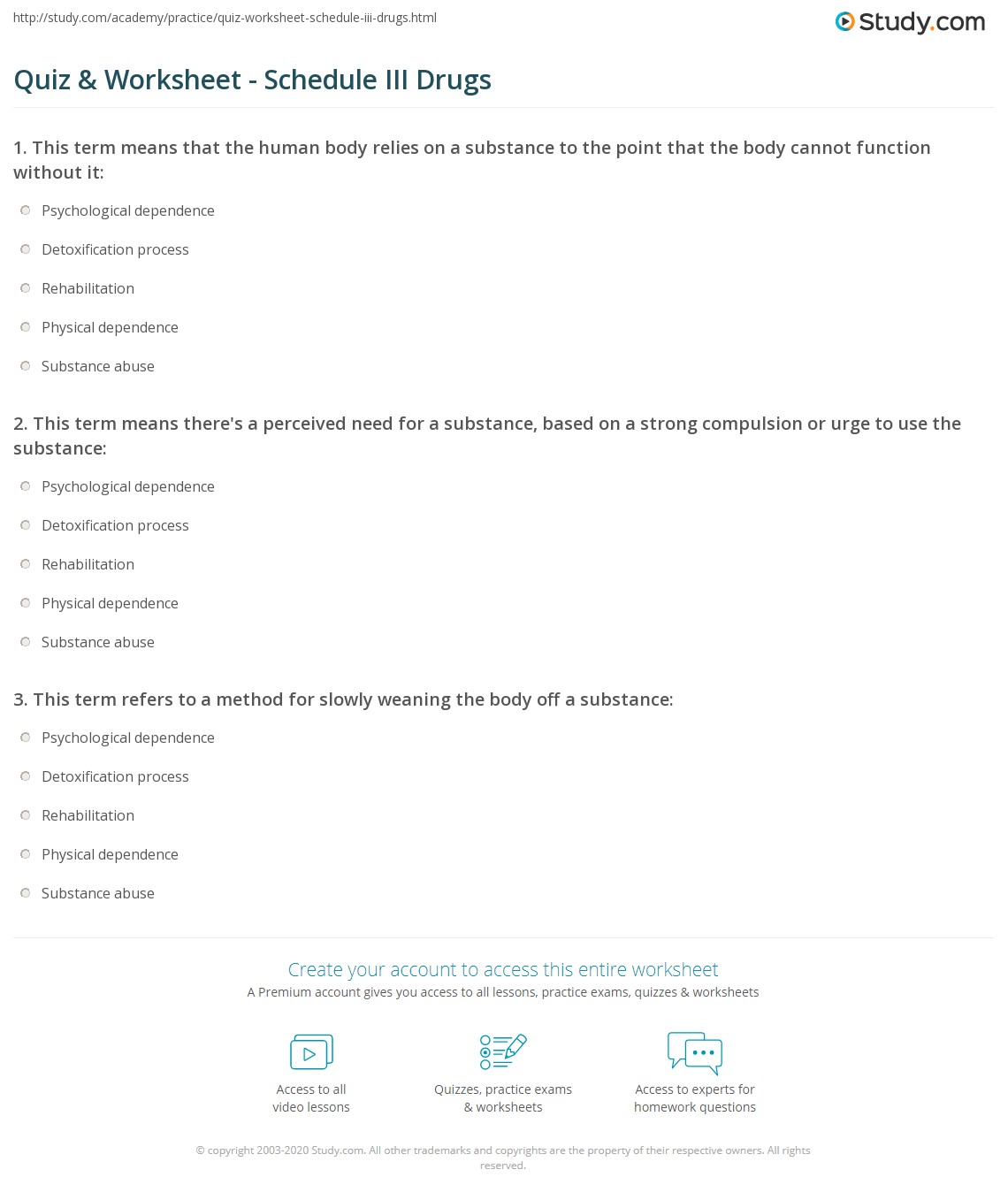 Quiz & Worksheet - Schedule III Drugs | Study.com