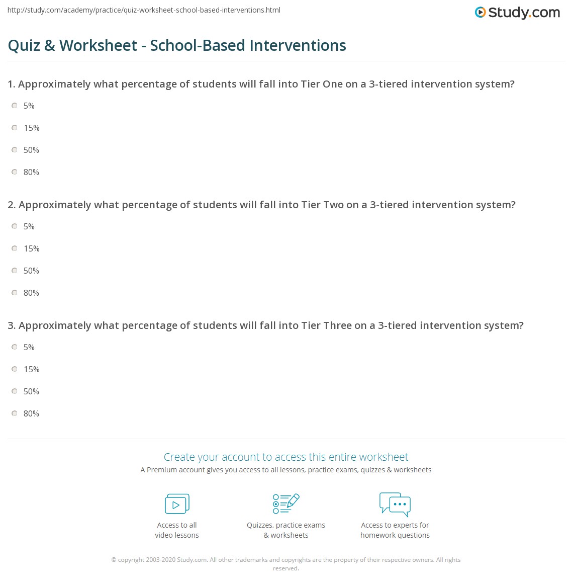 Quiz & Worksheet - School-Based Interventions | Study.com