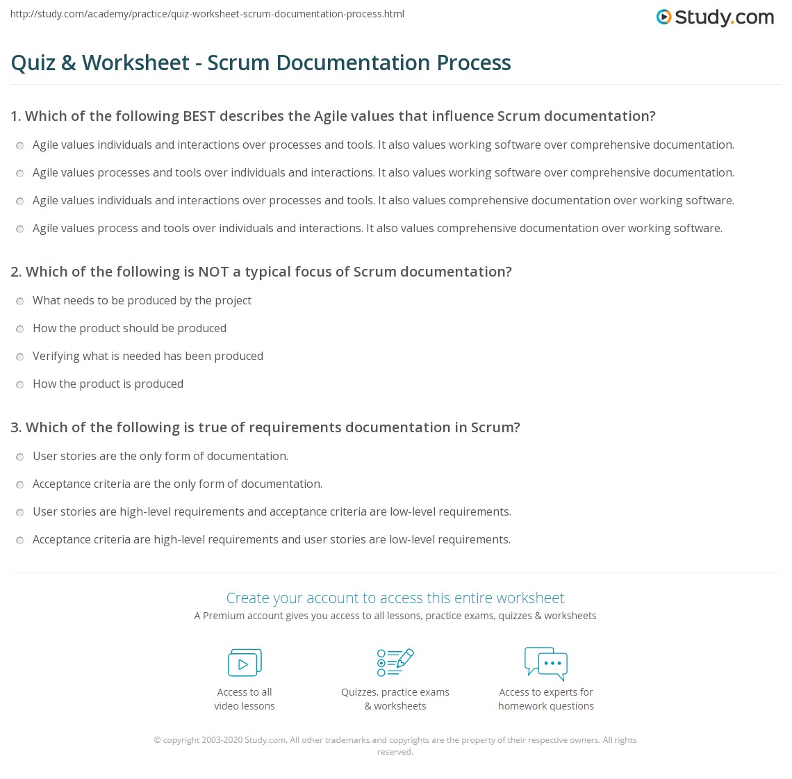 Quiz & Worksheet - Scrum Documentation Process | Study.com