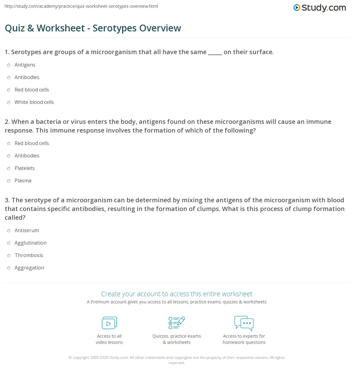 Quiz & Worksheet - Serotypes Overview | Study.com