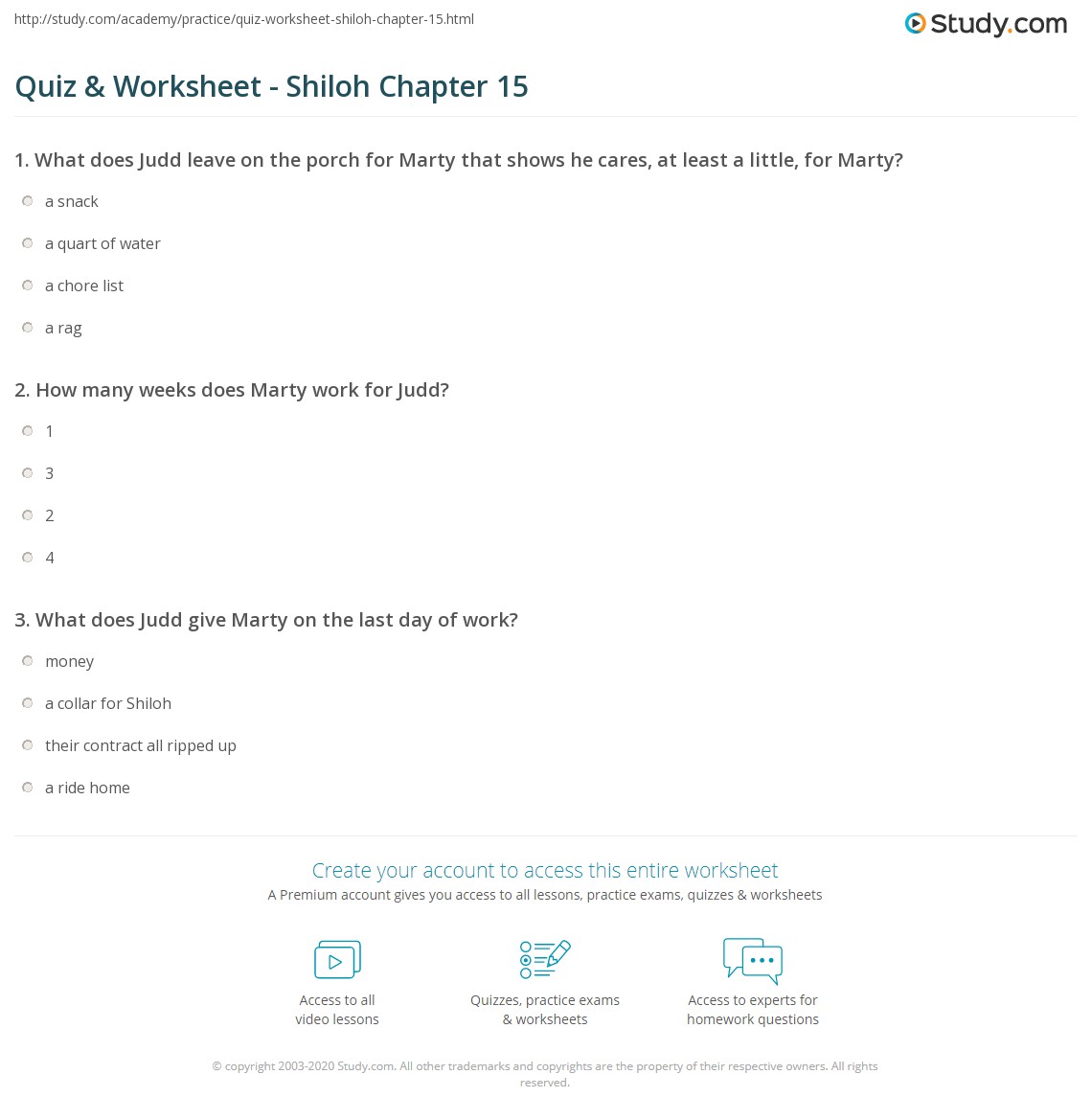 Quiz & Worksheet - Shiloh Chapter 15 | Study.com