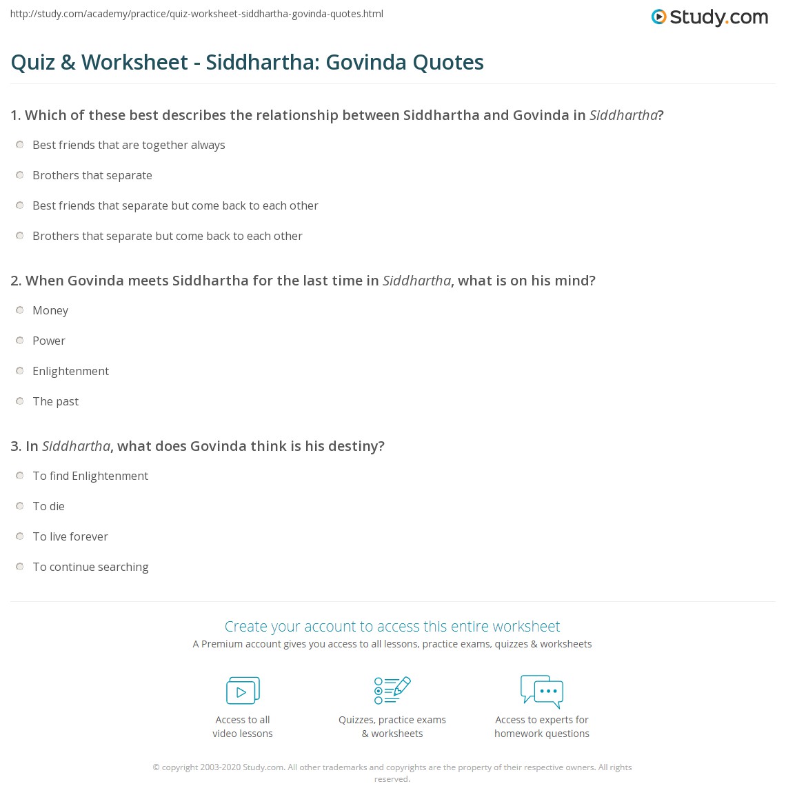 Quiz & Worksheet - Siddhartha: Govinda Quotes | Study.com