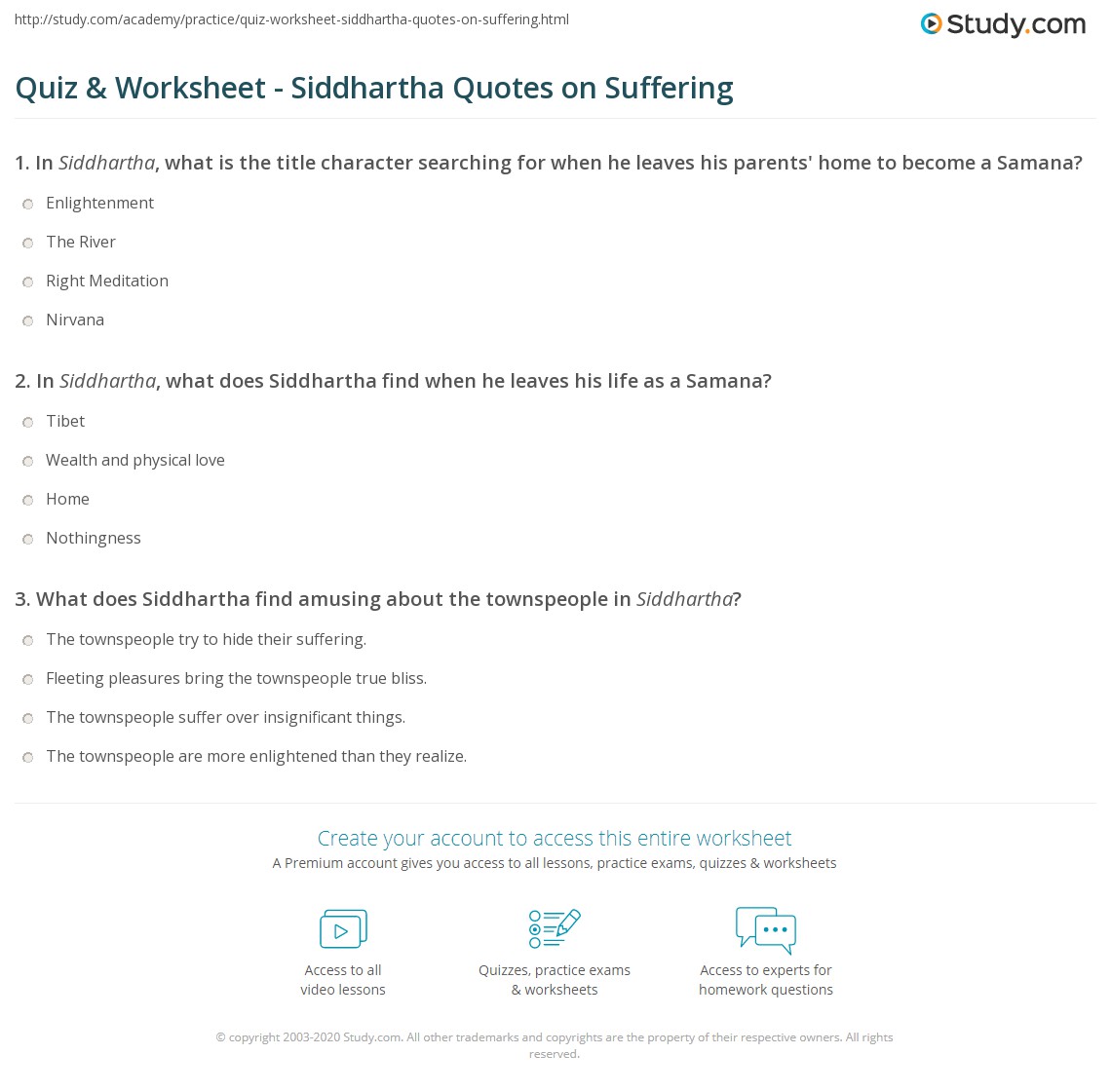 Quiz & Worksheet - Siddhartha Quotes on Suffering | Study.com