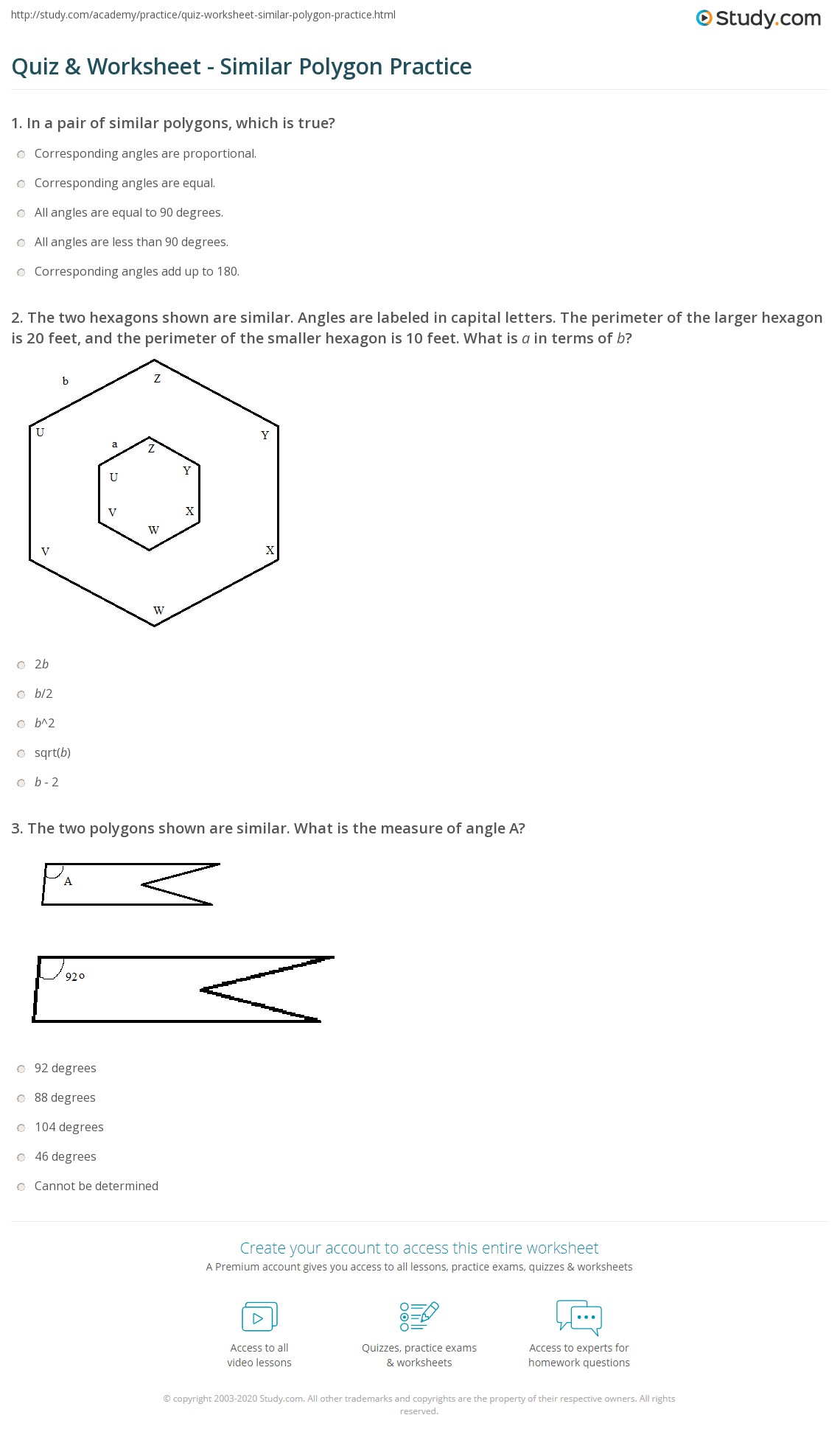 Quiz Worksheet Similar Polygon Practice Study Quiz Worksheet Similar Polygon Practice Study