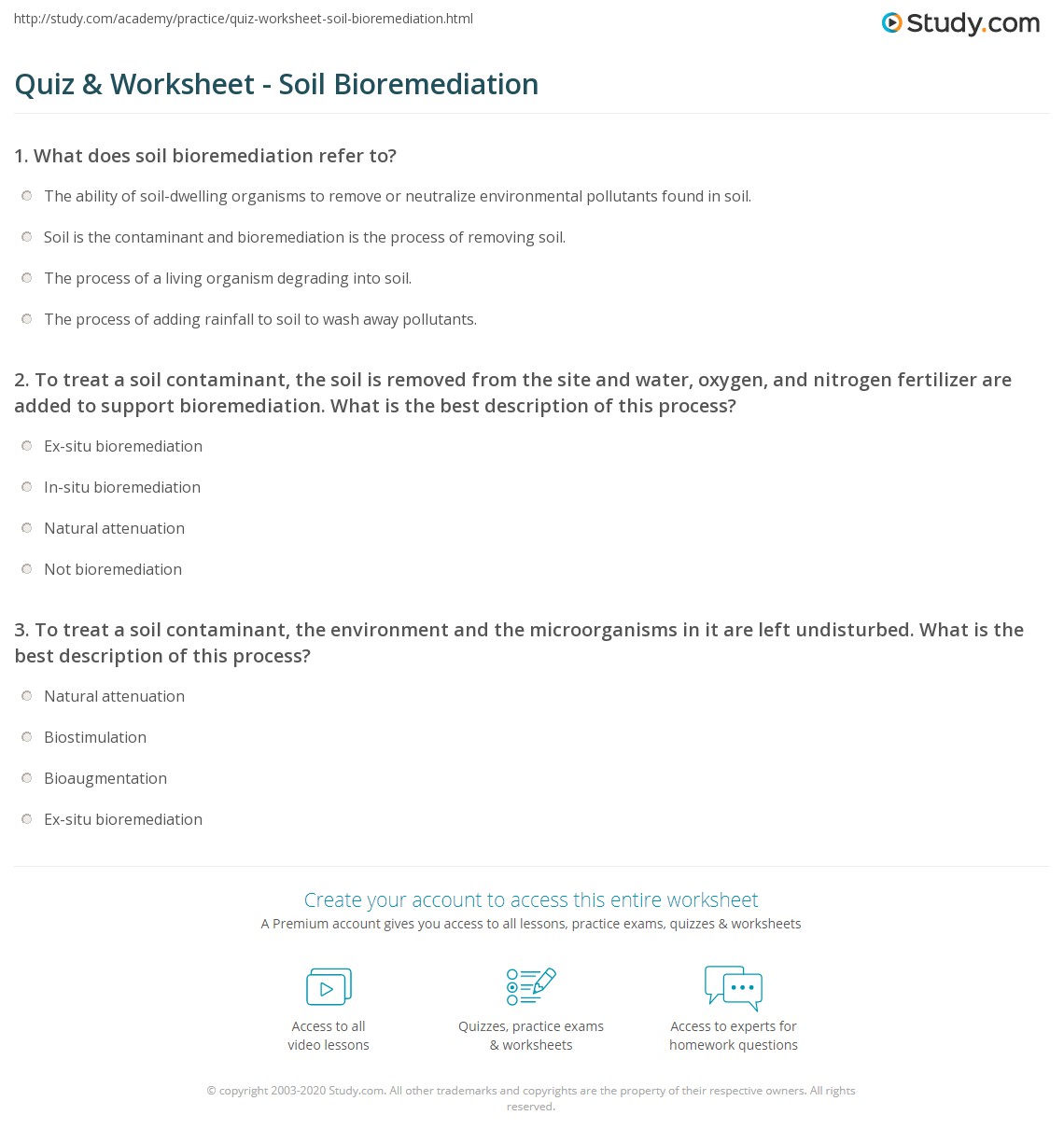 Quiz & Worksheet - Soil Bioremediation | Study.com