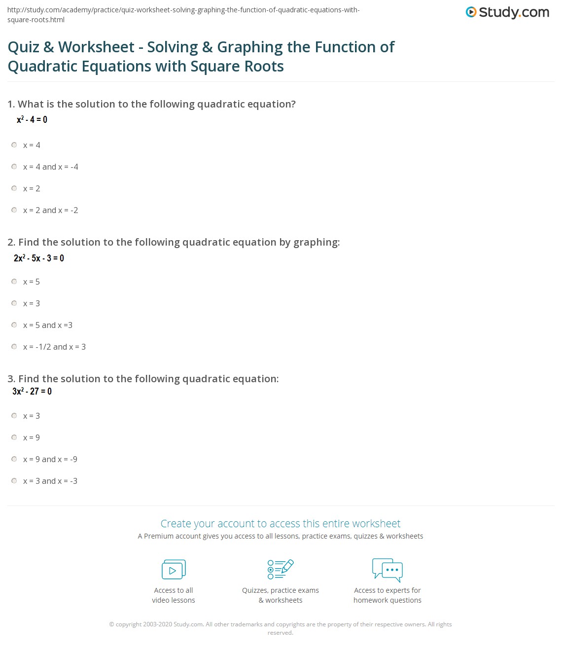 Quiz Worksheet Solving Graphing The Function Of Quadratic Quiz Worksheet Solving Graphing The Function Of Quadratic