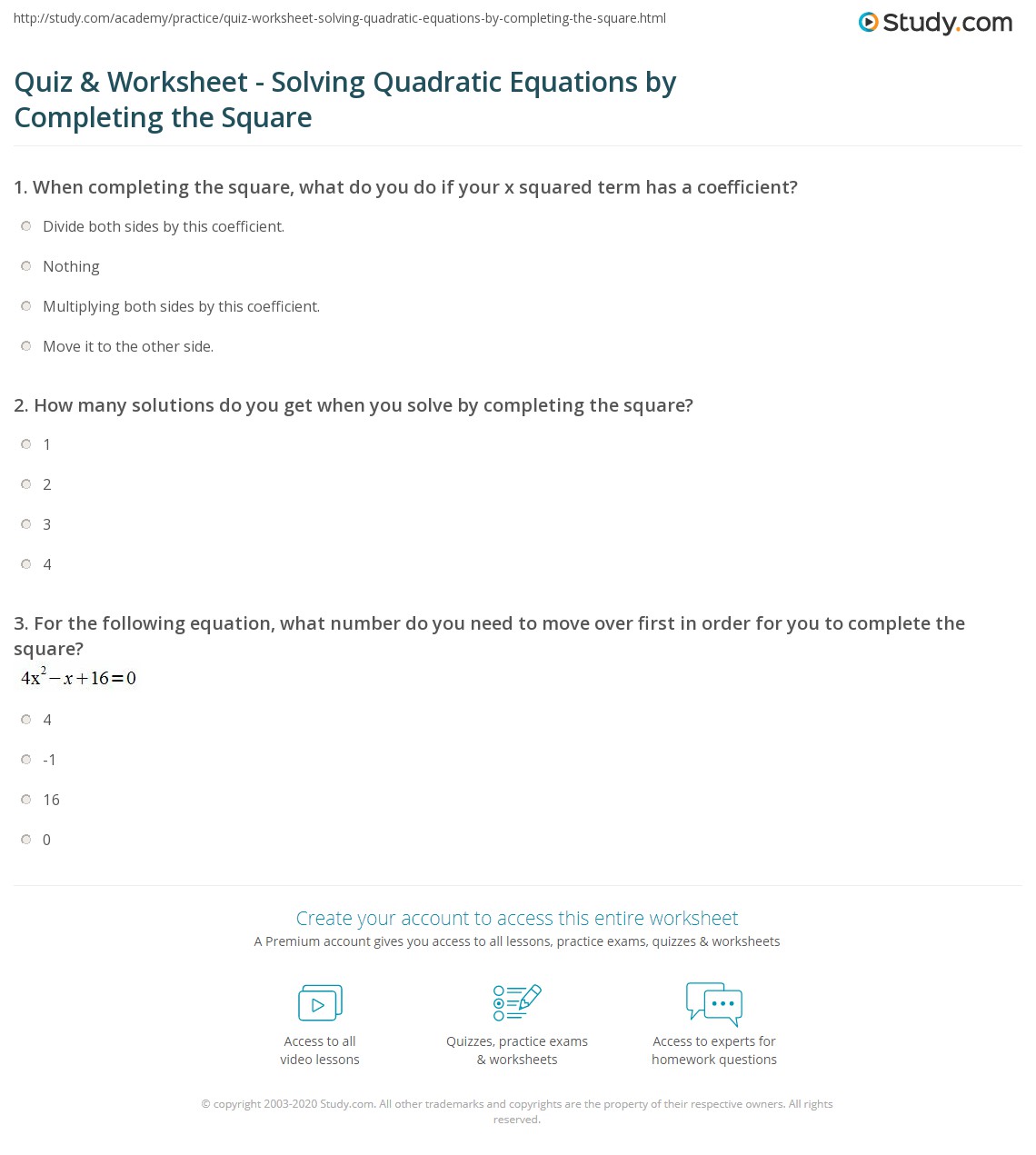 Linear Quadratic Systems Worksheet E streetlight
