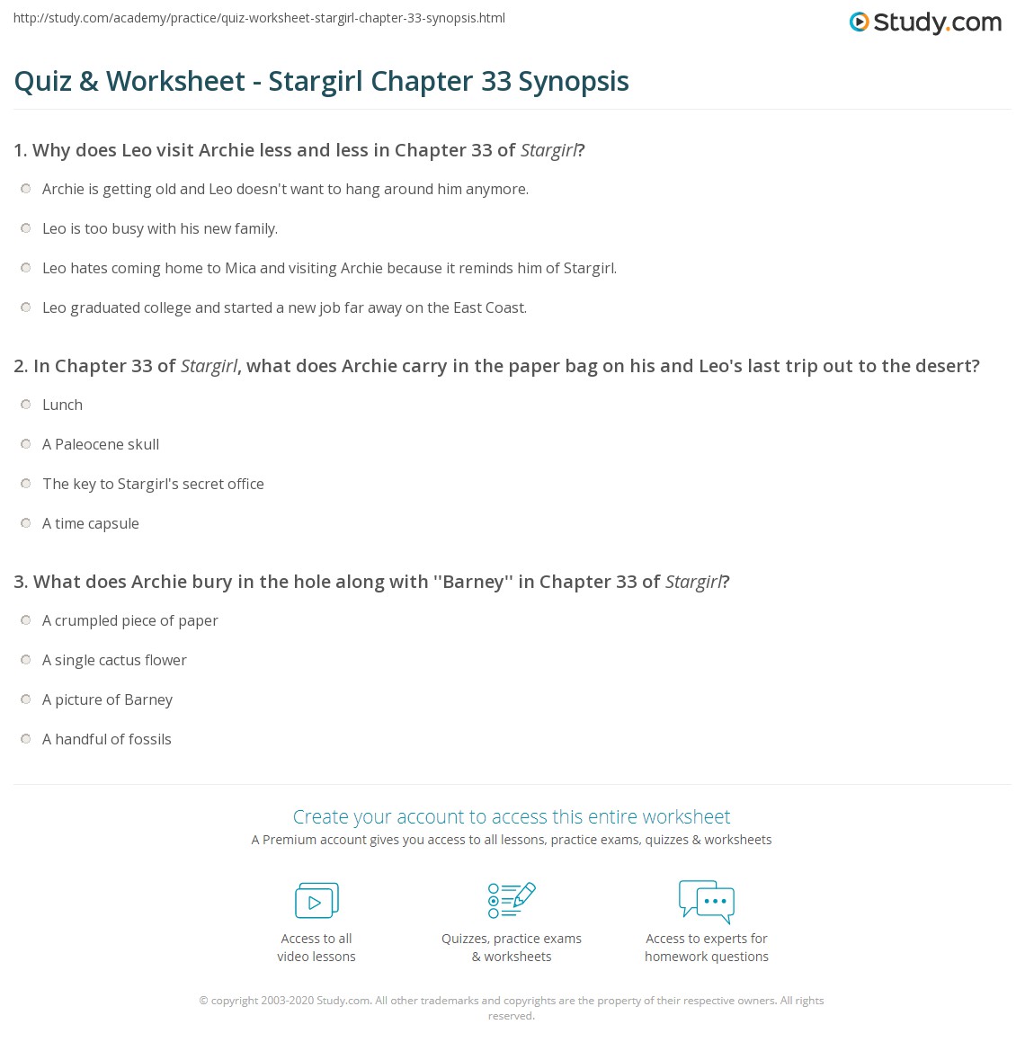 Quiz & Worksheet - Stargirl Chapter 33 Synopsis | Study.com