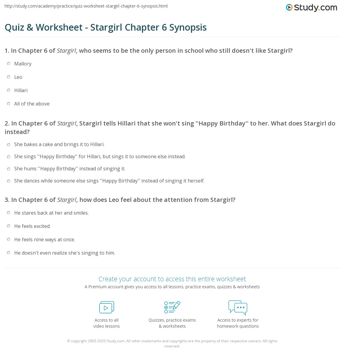 Quiz & Worksheet - Stargirl Chapter 6 Synopsis | Study.com