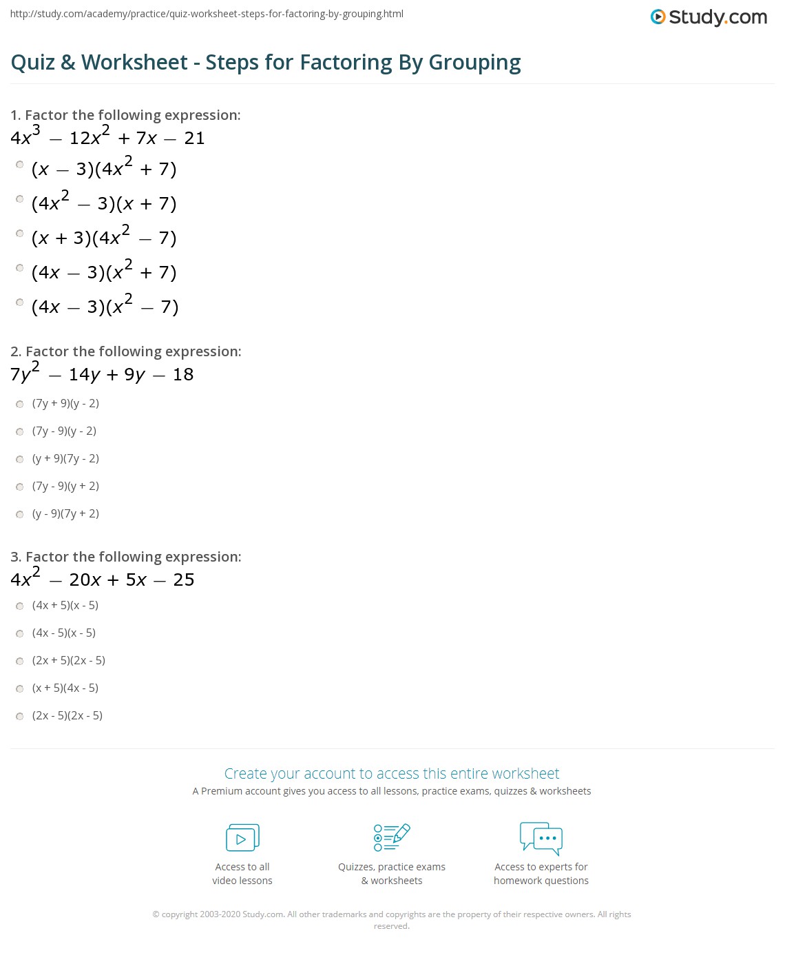 Factoring Polynomials By Grouping Worksheet