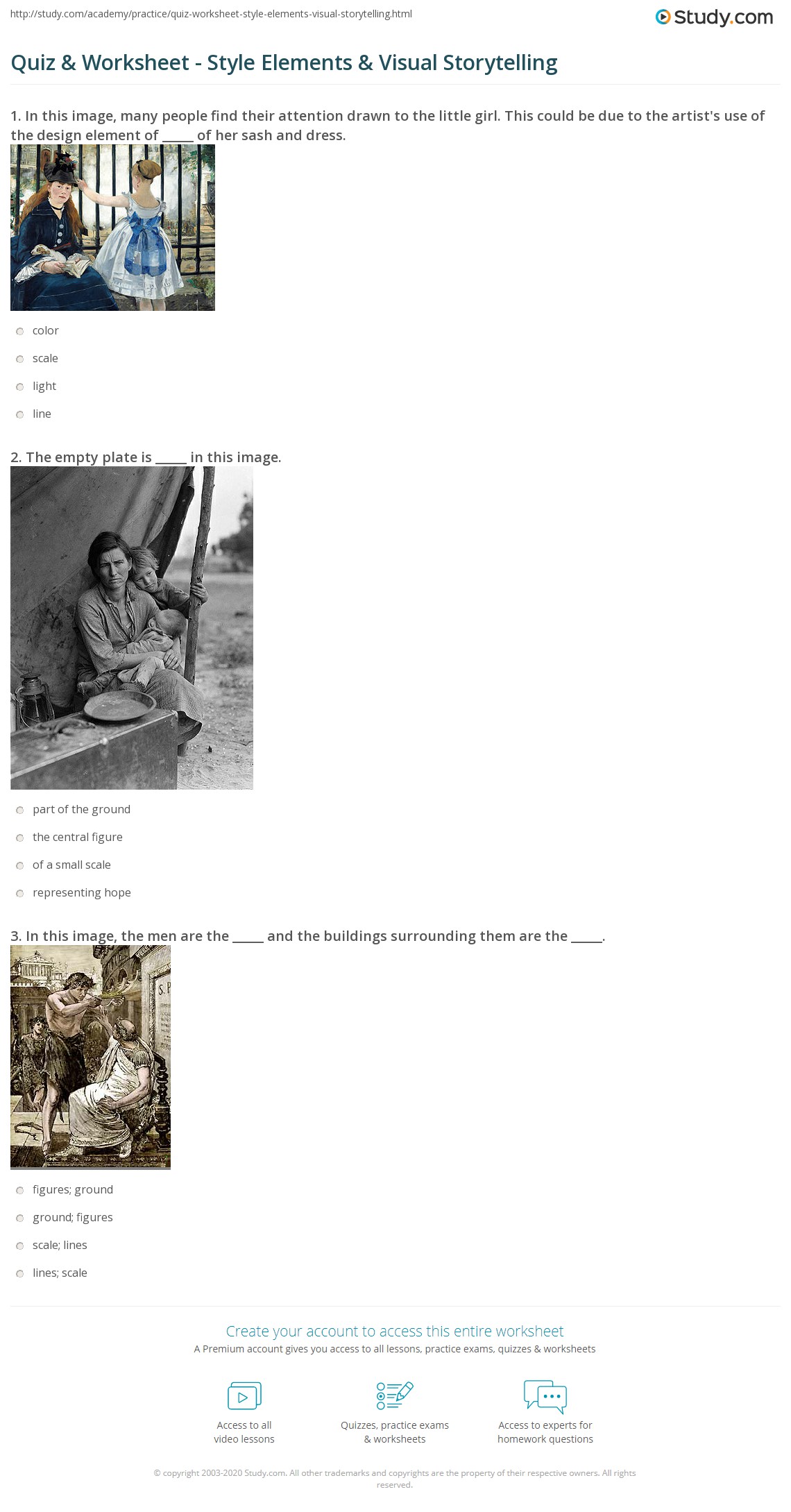 Quiz & Worksheet - Style Elements & Visual Storytelling | Study.com